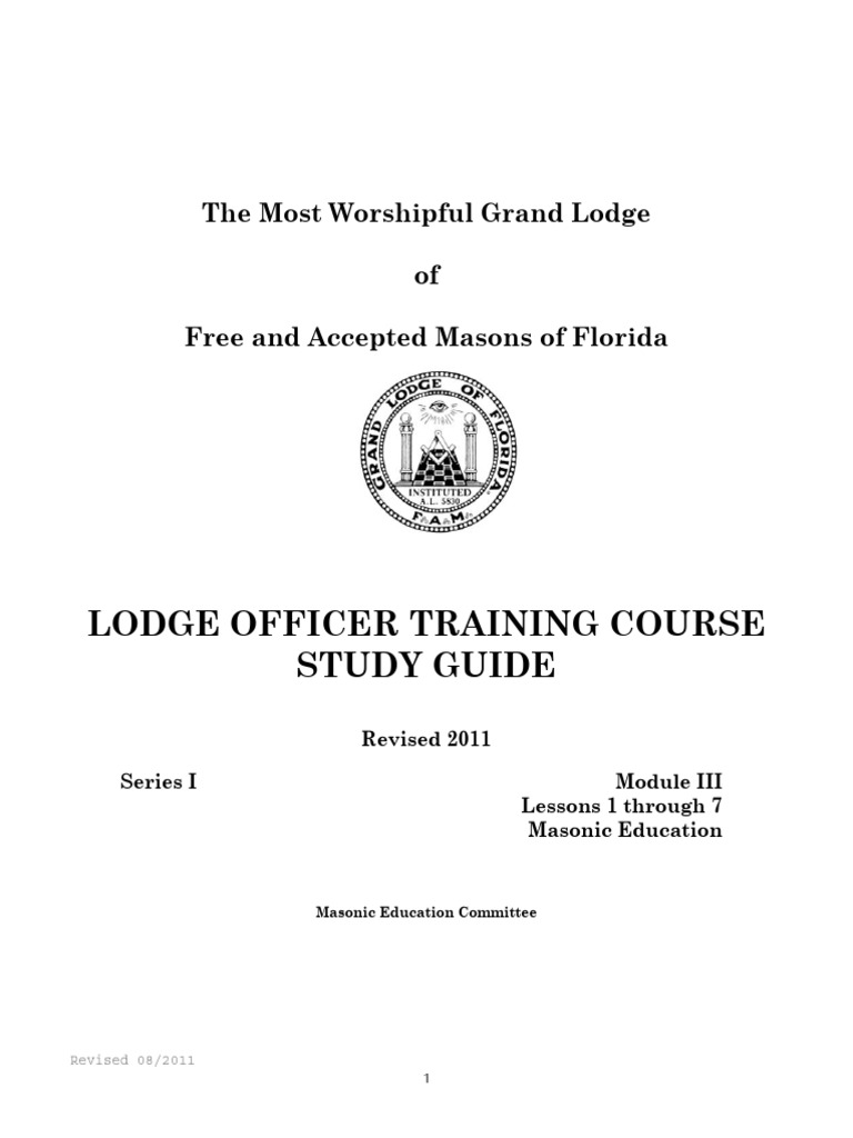 Masonic Lodge Officer Training Guide | PDF | Masonic Lodge | Freemasonry