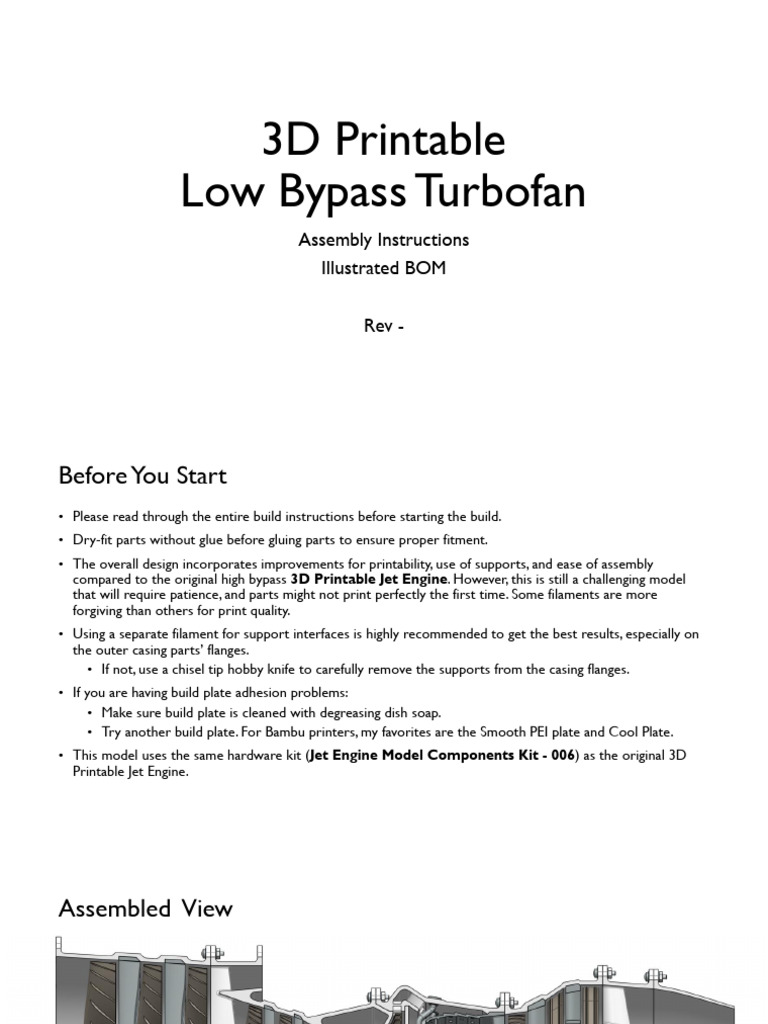 3D Printable Low Bypass Turbofan Build Instructions | PDF | 3 D ...
