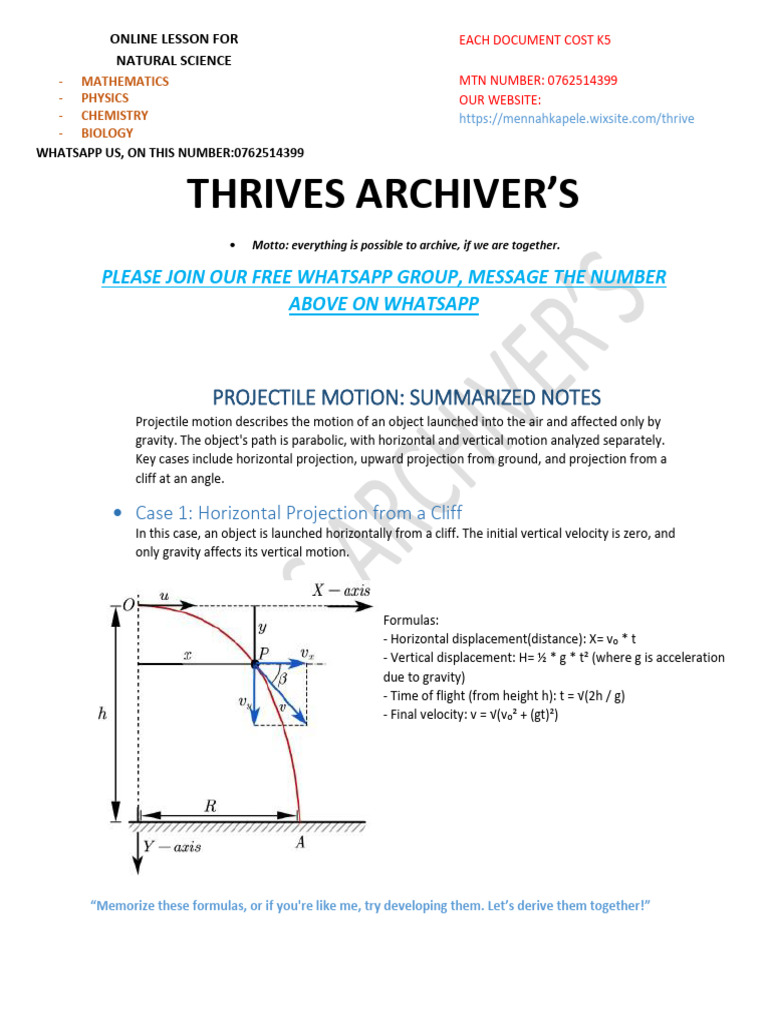 Simplified Projectile Motion Concepts | PDF | Dynamics (Mechanics) | Applied And ...