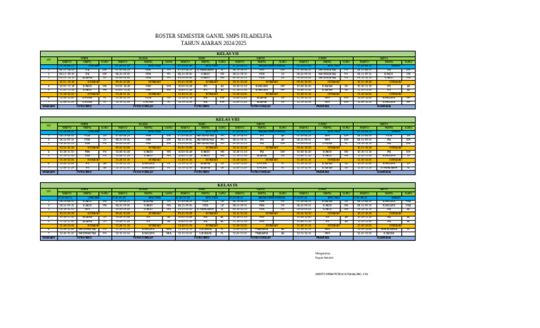 Roster Smp Ganjil 2024 | PDF