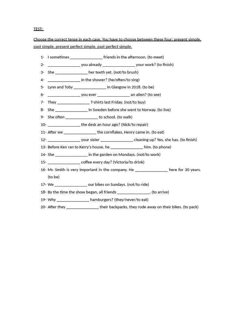 Tenses test B1 practice | PDF