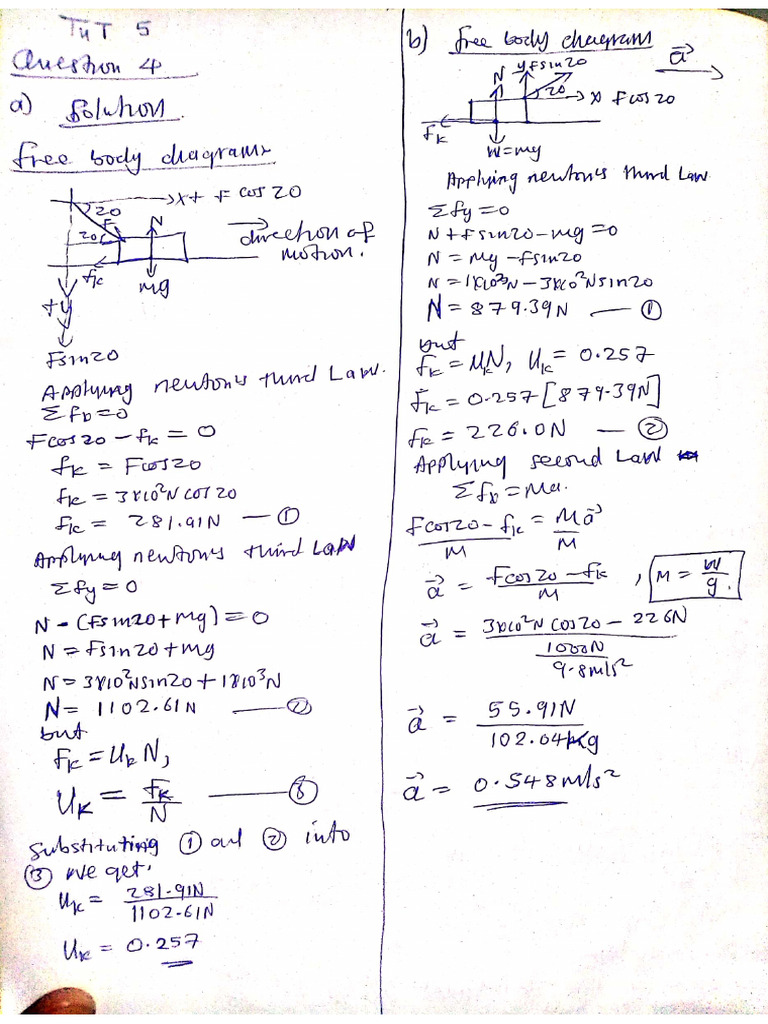 Phy 101 Tut 5 Solutions | PDF