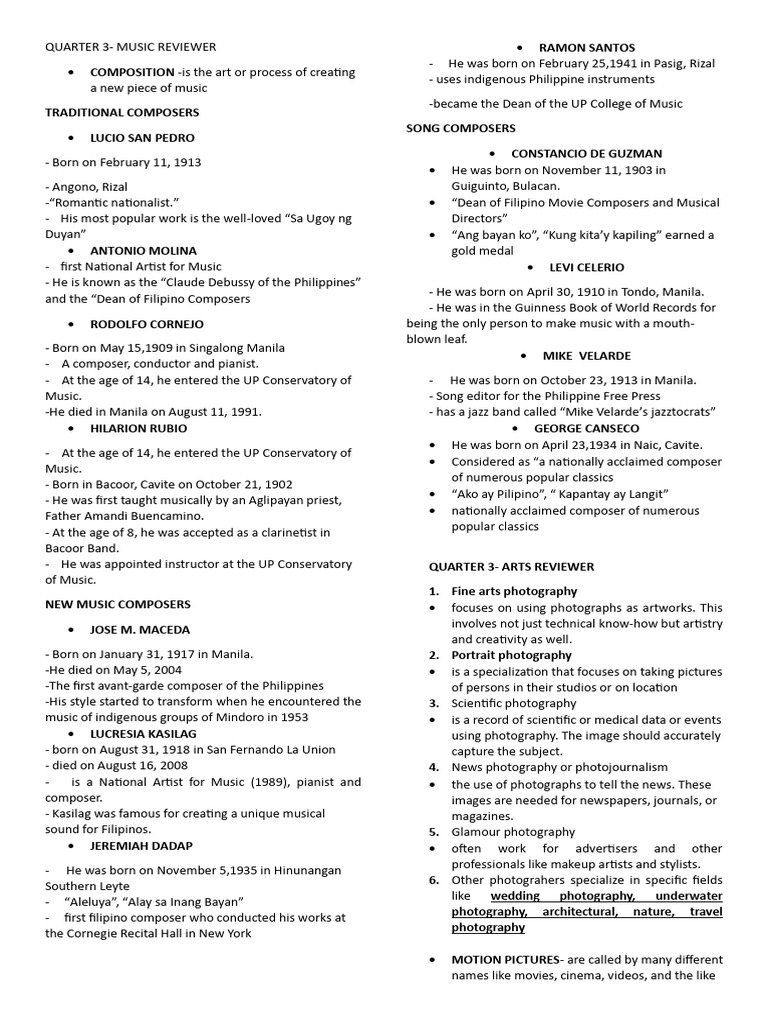 Mapeh Quarter-3-G10-Reviewer | PDF | Communication Design