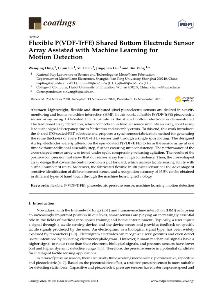 Flexible PVDF-TrFE Shared Bottom Electrode Sensor Array Assisted With ...