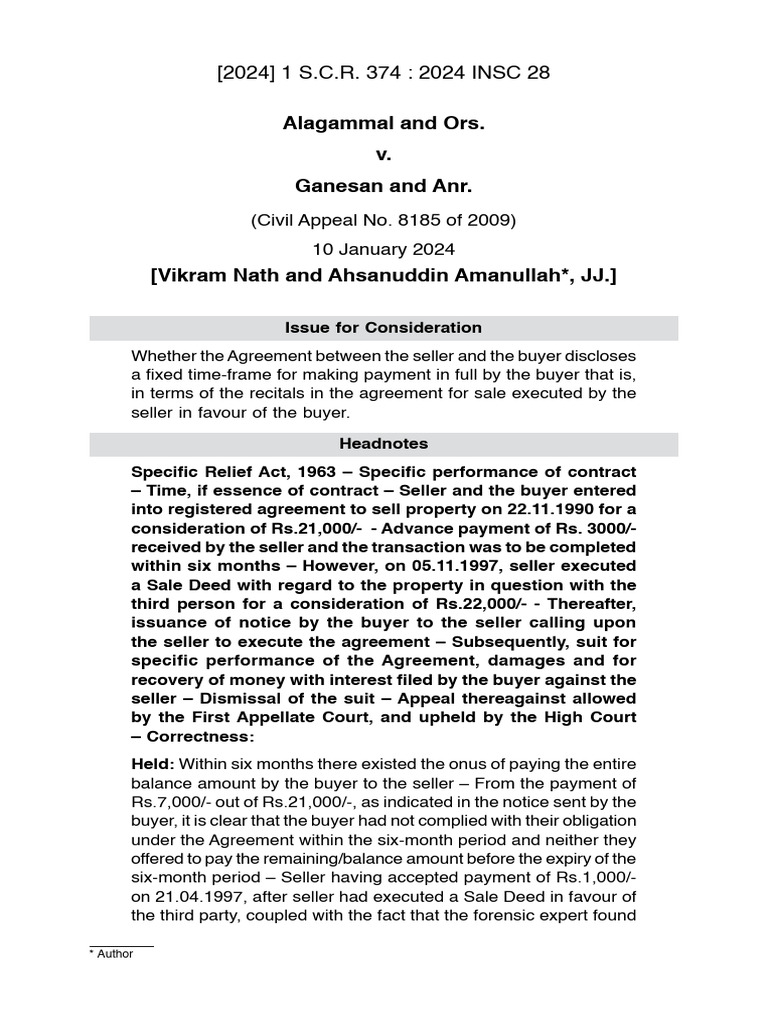 ALAGAMMAL AND ORS vs. GANESAN AND ANR | PDF | Lawsuit | Judgment (Law)