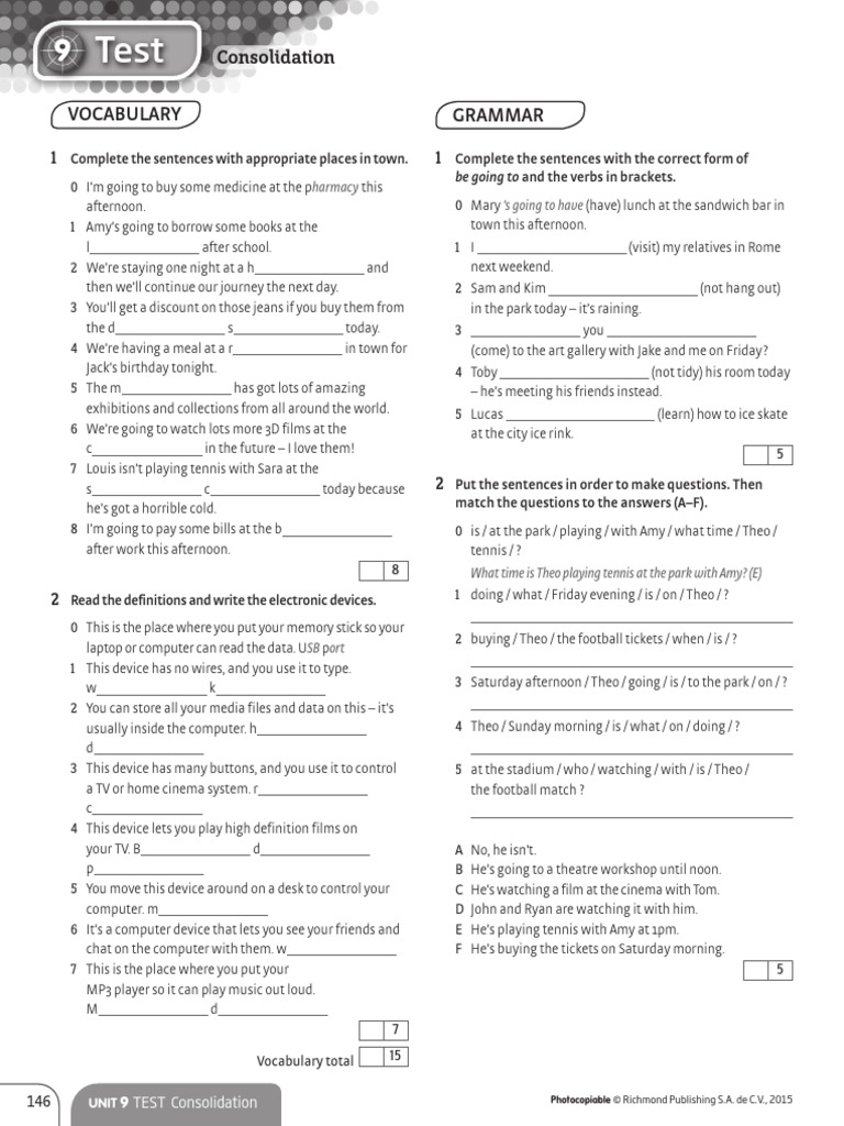 Achievers A2 Test Unit 9 Consolidation | PDF