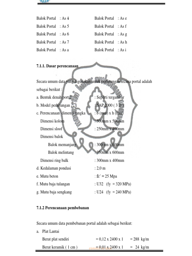 Perencanaan Struktur Balok Portal | PDF