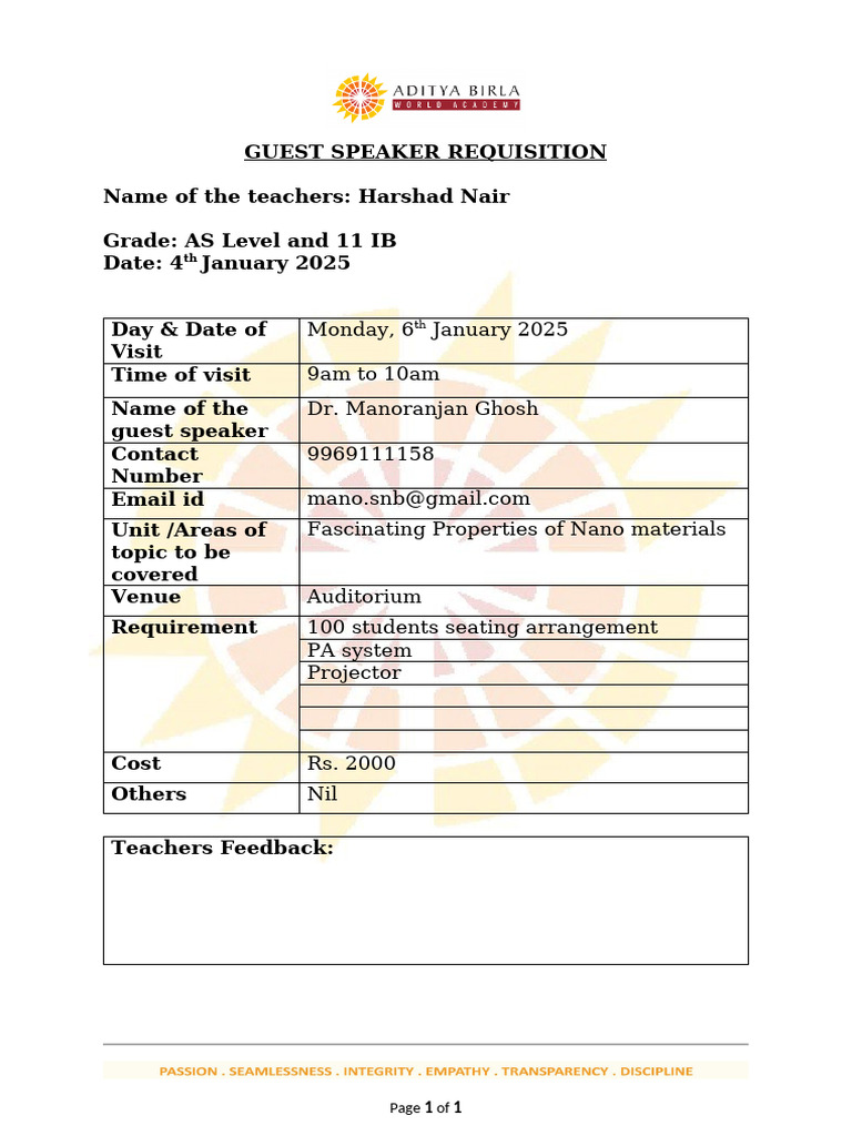 Guest Speaker Event on Nanomaterials | PDF