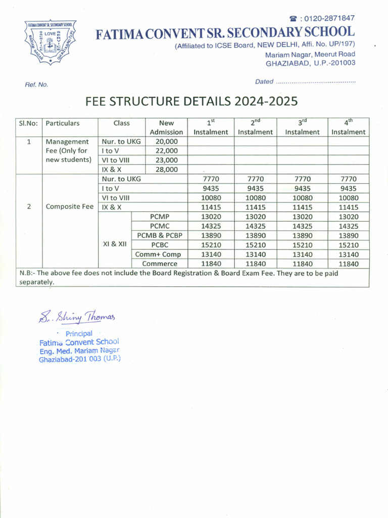 Fee Structure 2024 25 | PDF