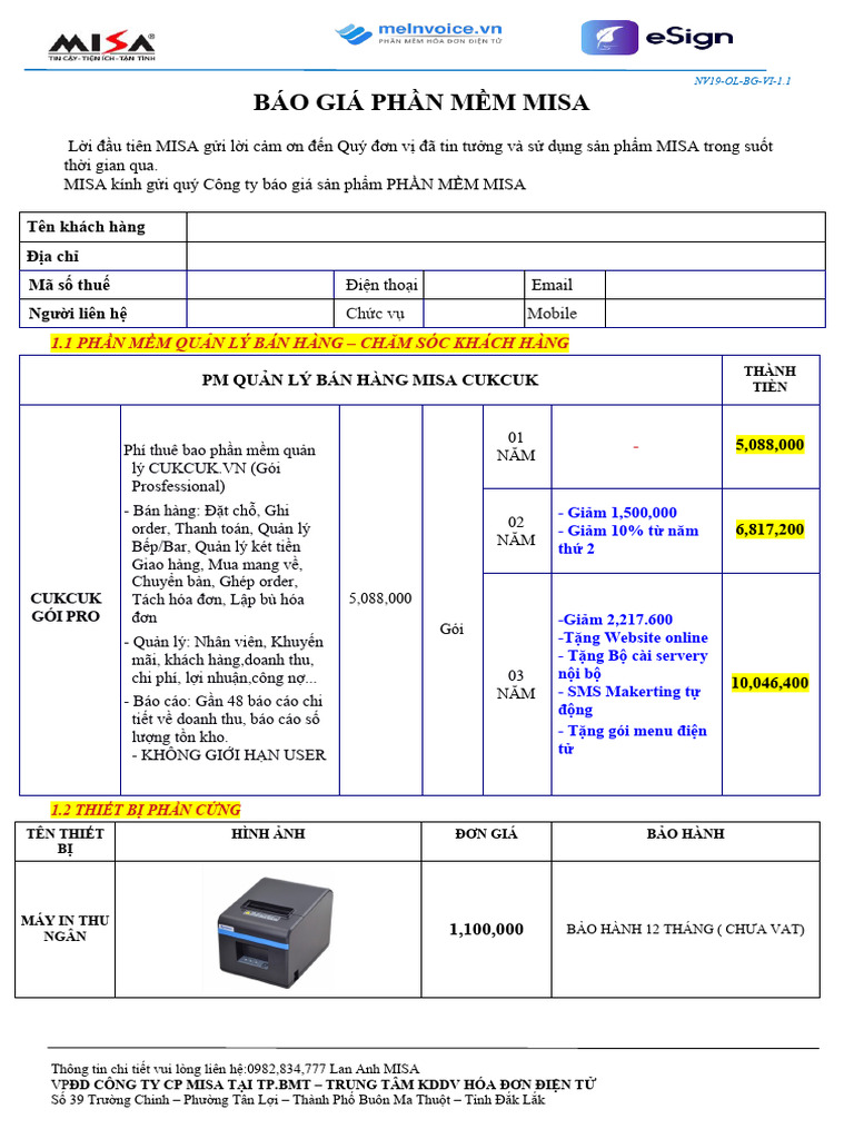 BÁO GIÁ CUK PRO H Khoán | PDF