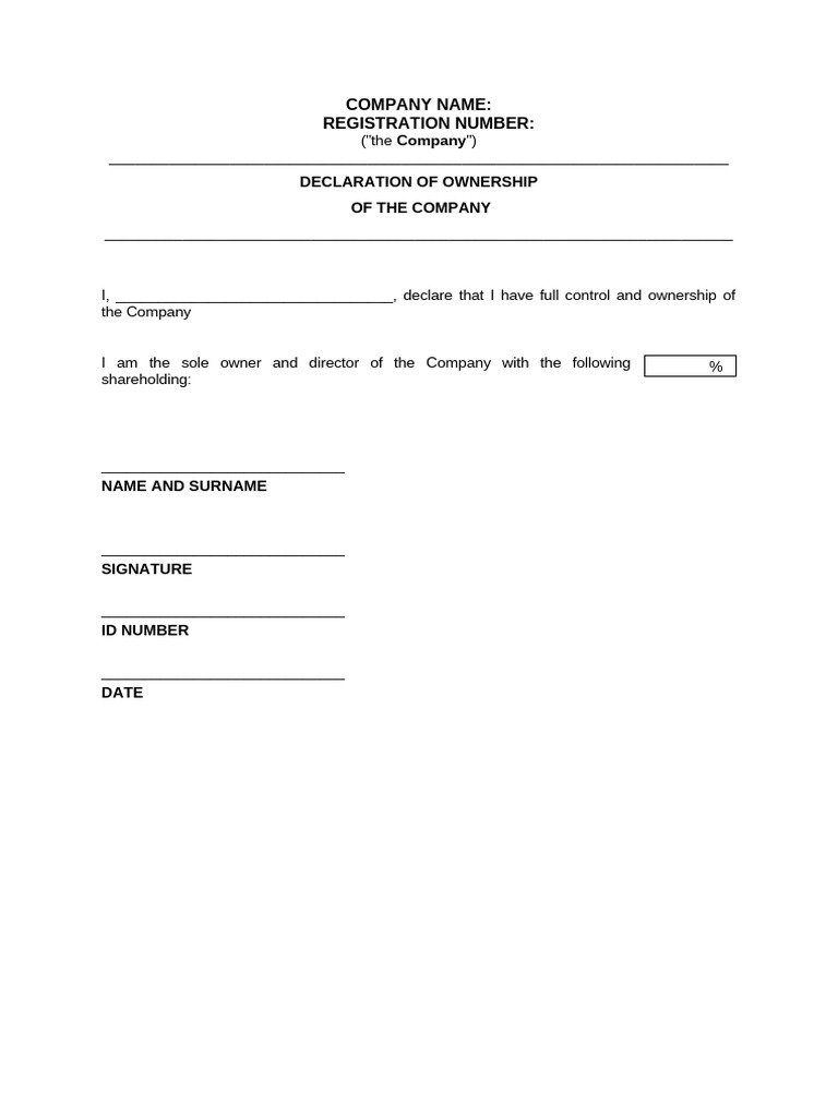 Declaration Ownership of Company | PDF