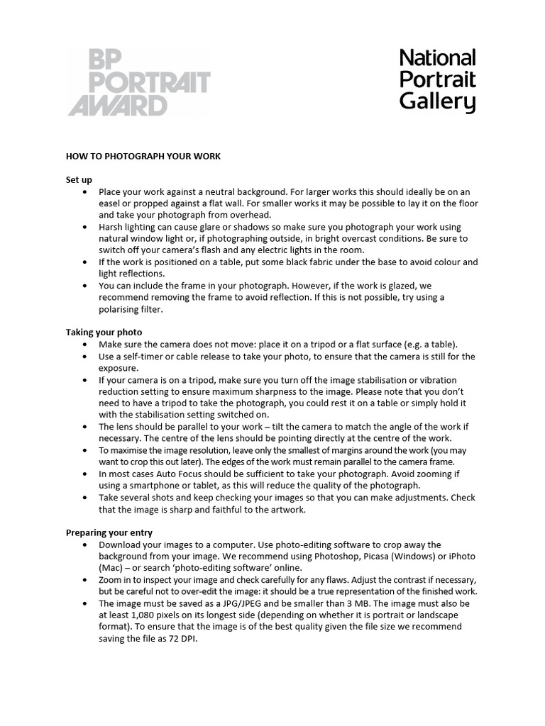 Photographing Artwork: A Step-by-Step Guide | PDF | Image Editing | Camera