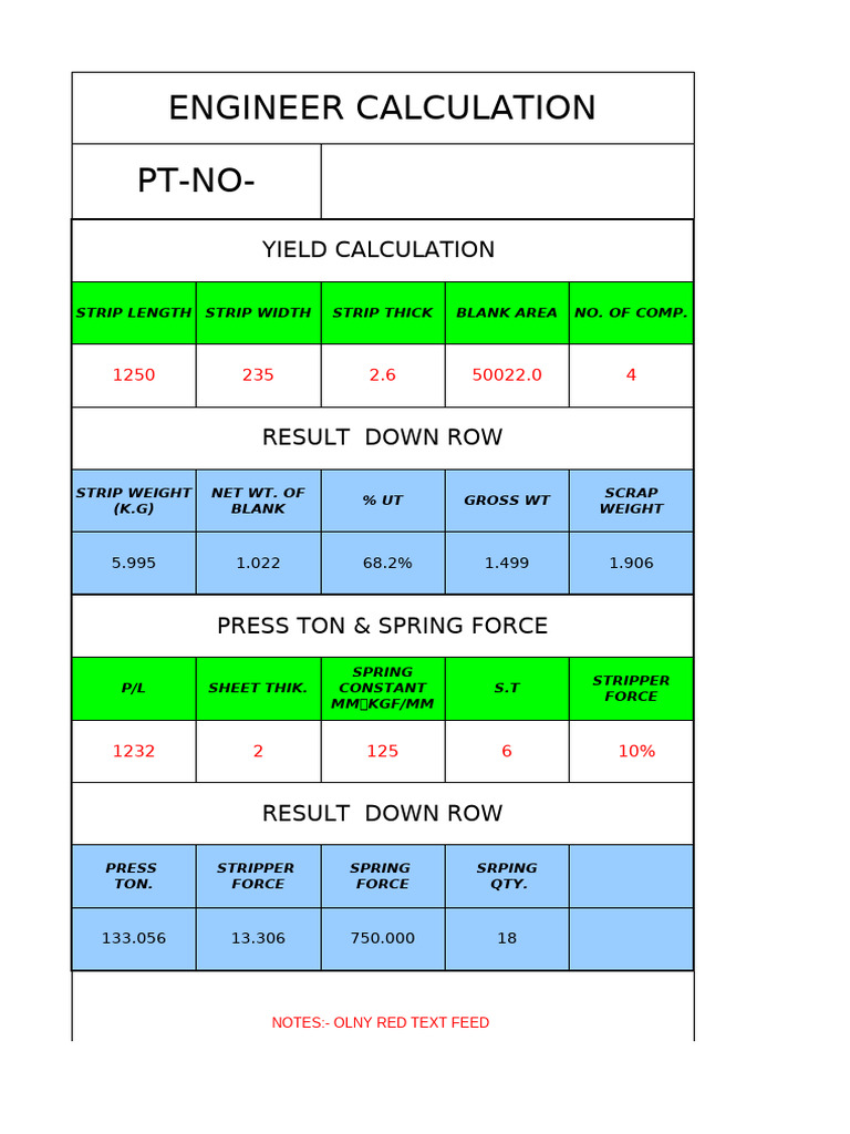 Strip Layout Calculation Format-2 | PDF