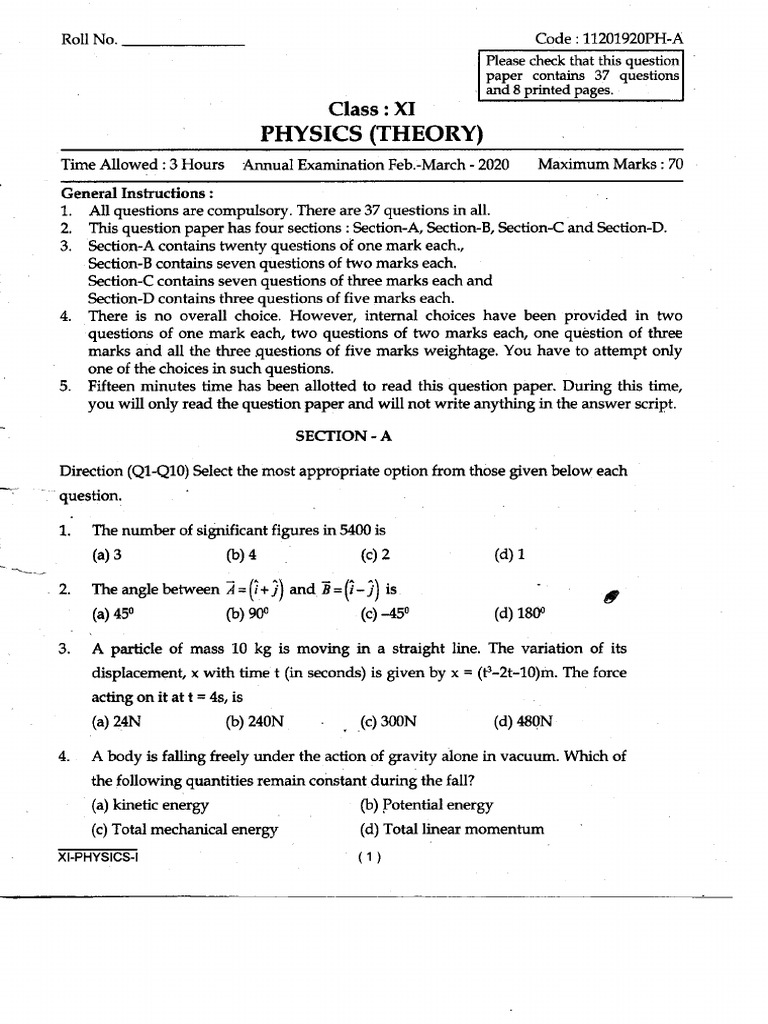 Physics - 2020 | PDF