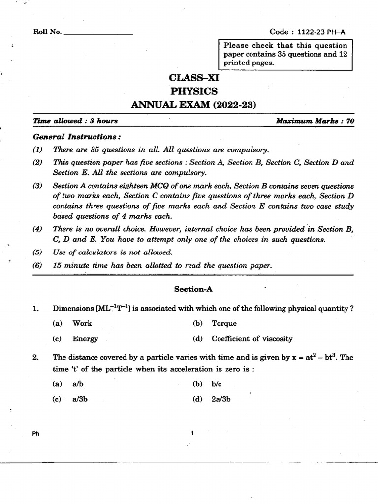 Physics - 2023 | PDF