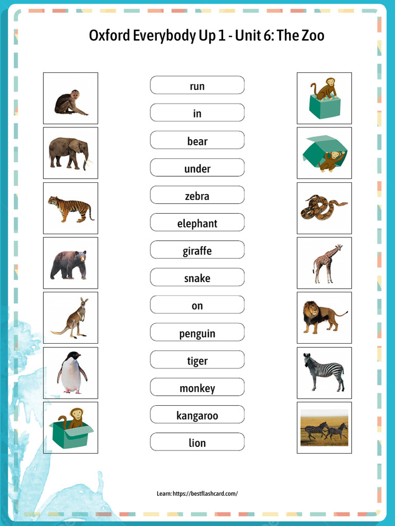 PDF 3 - Oxford Everybody Up 1 - Unit 6 - The Zoo - Match | PDF