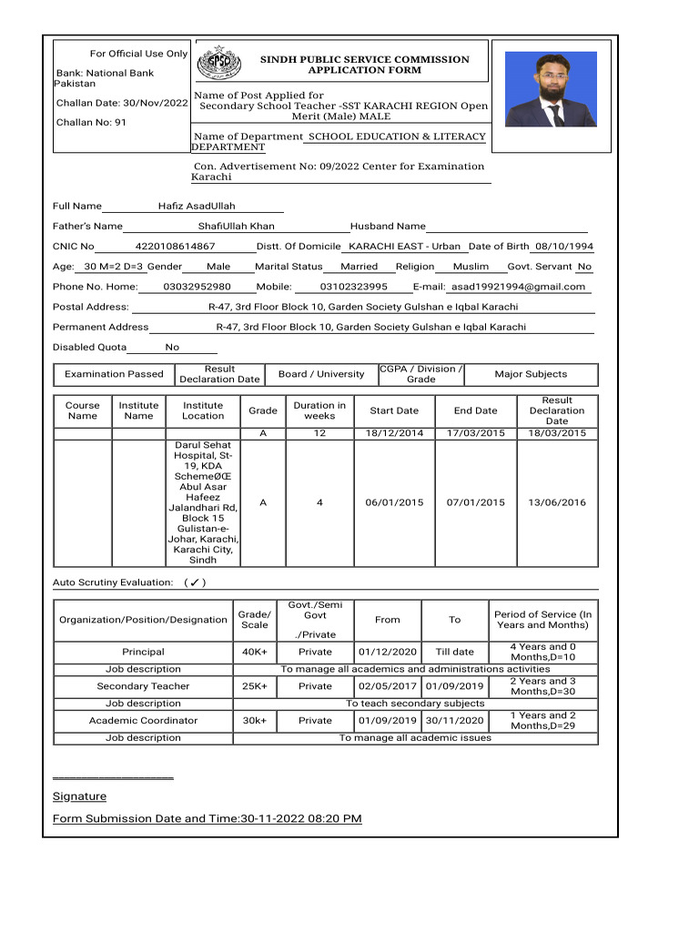 Print Candidate Form | PDF | Karachi | Pakistan