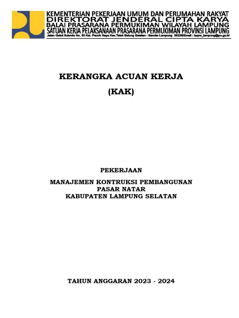 KAK MK Pasar Natar 2023 | PDF