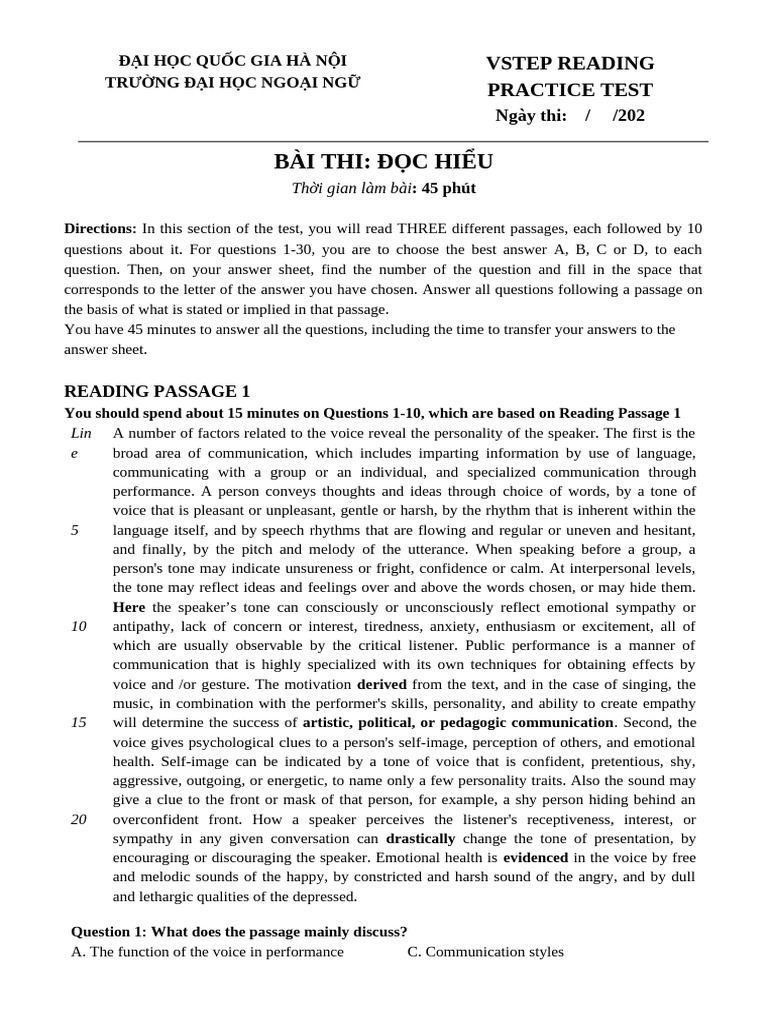 Reading Handout 3 - Exam Practice | PDF | Mammals | Communication