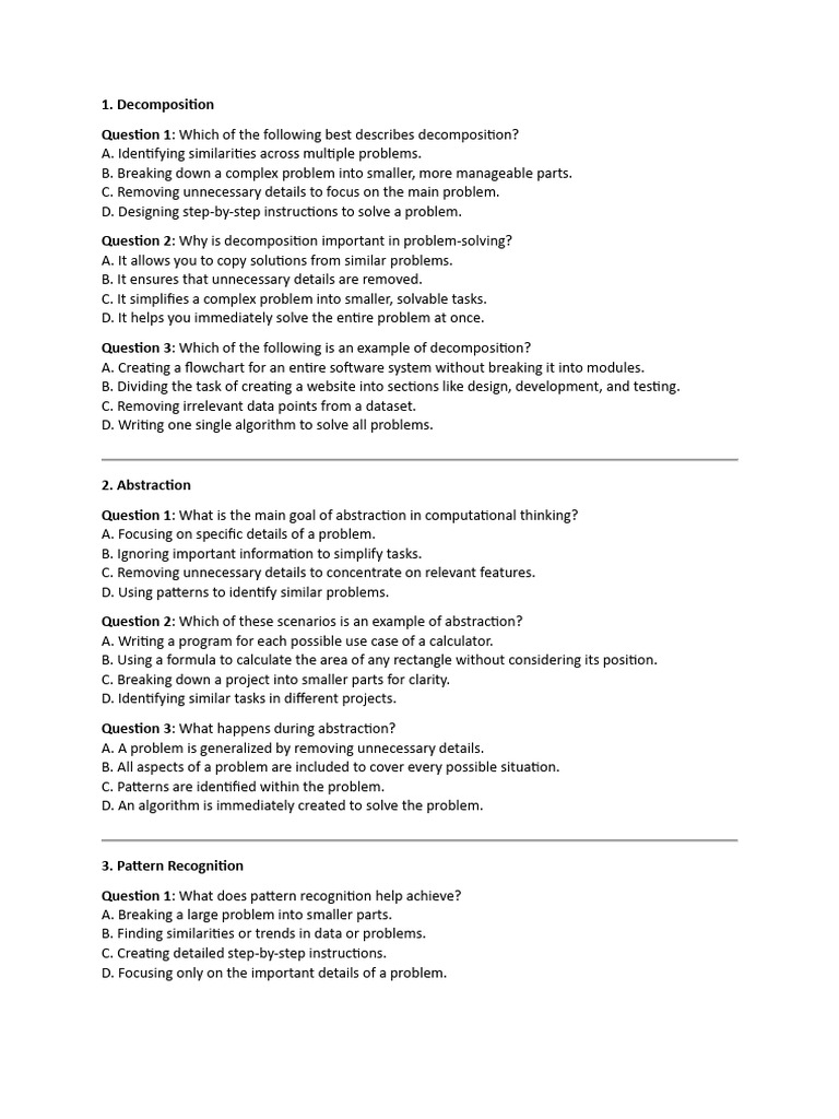 Abstraction Decomposition Exercises | PDF | Algorithms | Computing