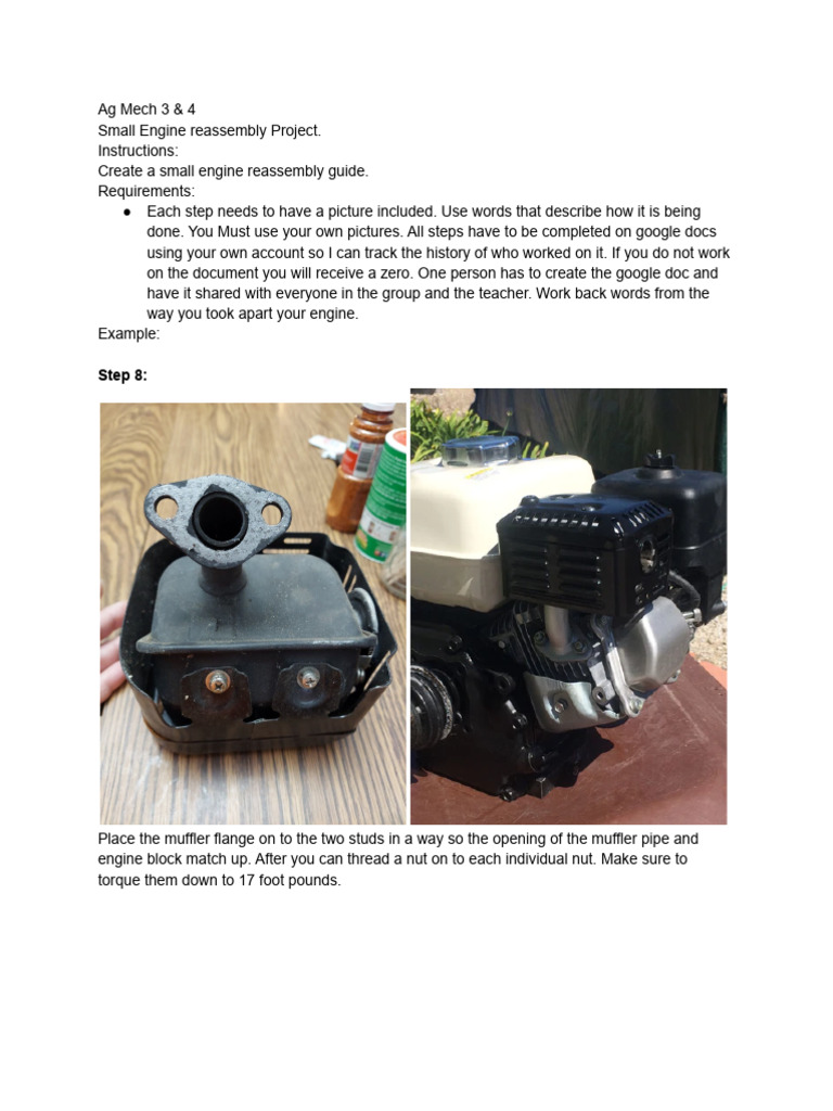 Small Engine Assembly Project | PDF