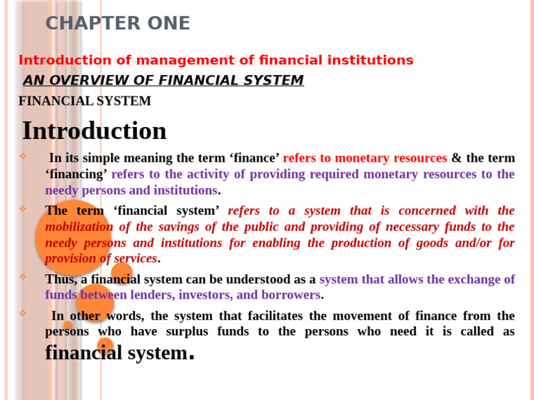 Chapter One Management of Financial Institution | PDF