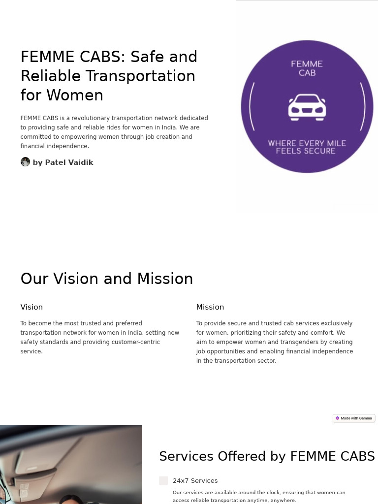 FEMME CABS Safe and Reliable Transportation For Women | PDF | Target ...