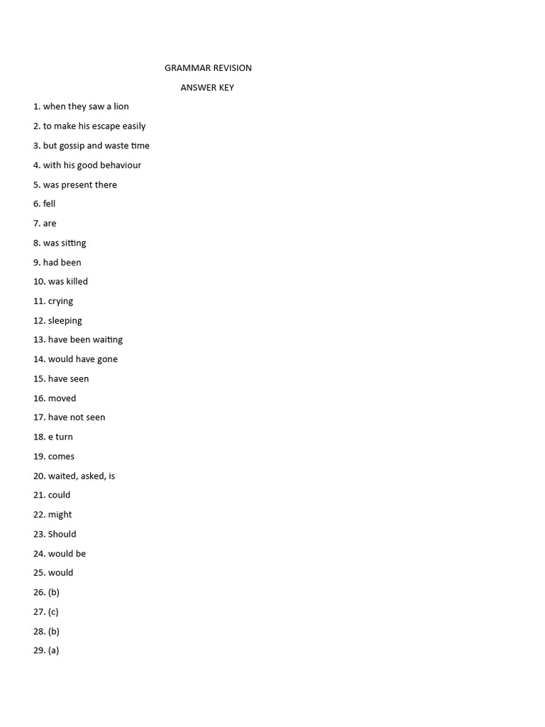 Grammar Answer Key | PDF