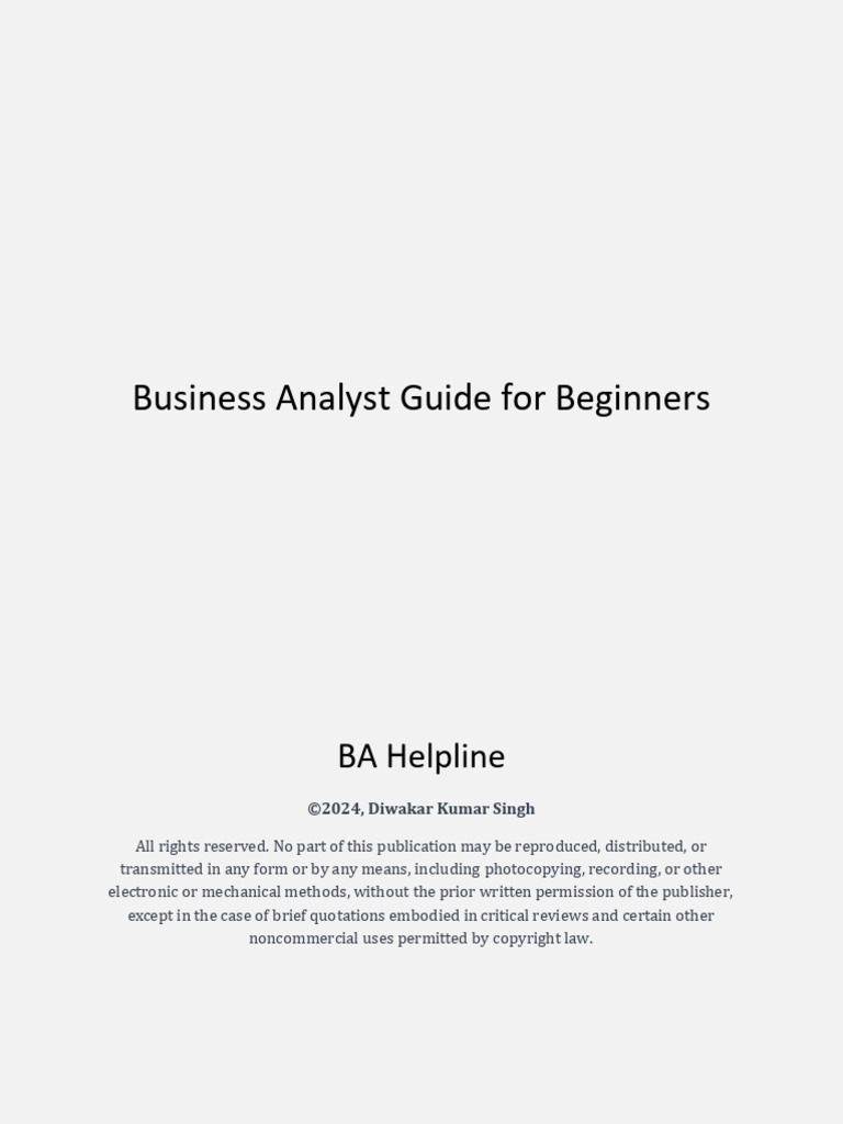 Business Analyst Guide For Beginners | PDF | Software Development Process | Business Analysis