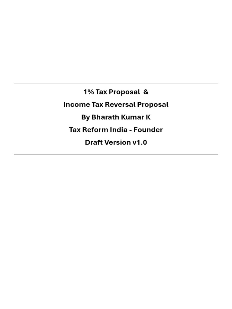 1% Tax Reform Proposal for India | PDF | Taxes | Expense