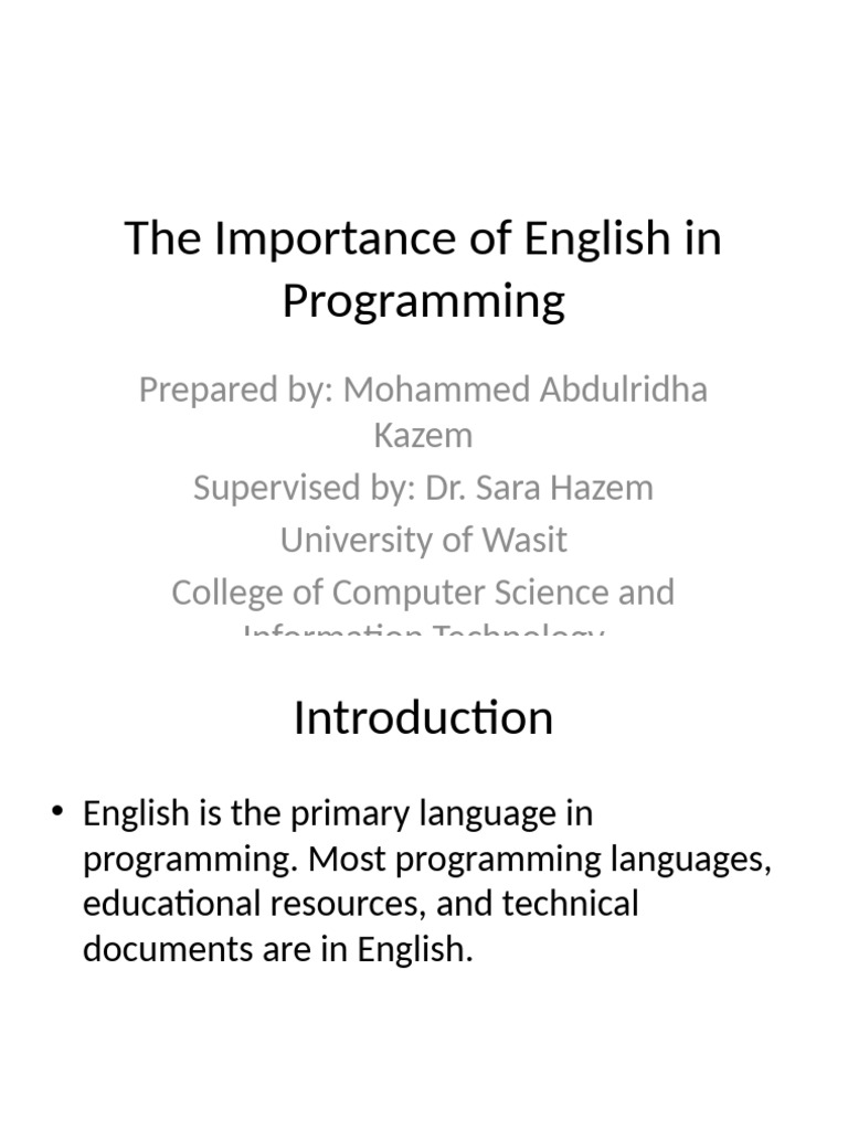 Importance of English in Programming Final | PDF
