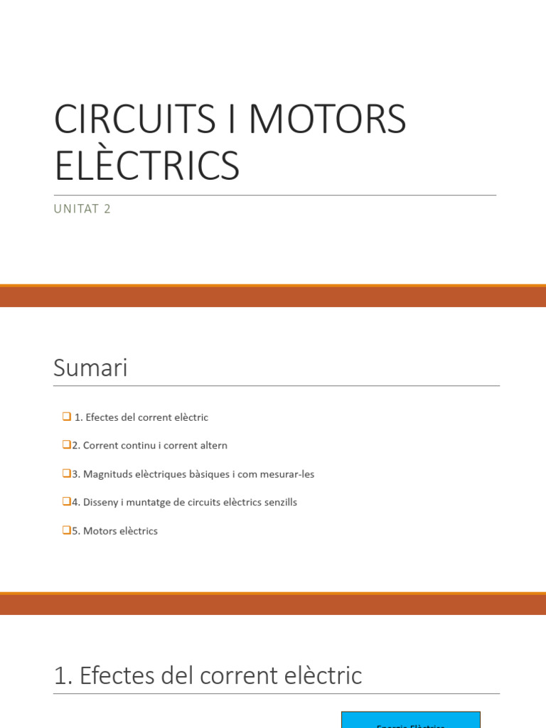 Unitat 2. Circuits I Motors Elèctrics. | PDF