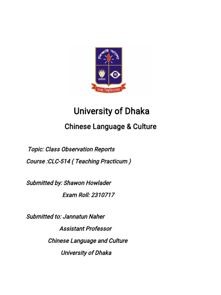 Class Observation Reports: Chinese Language | PDF | Reading ...