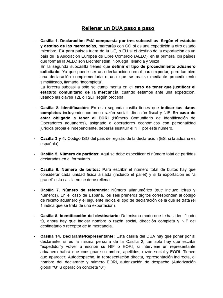 Rellenar Un DUA | PDF | aduana