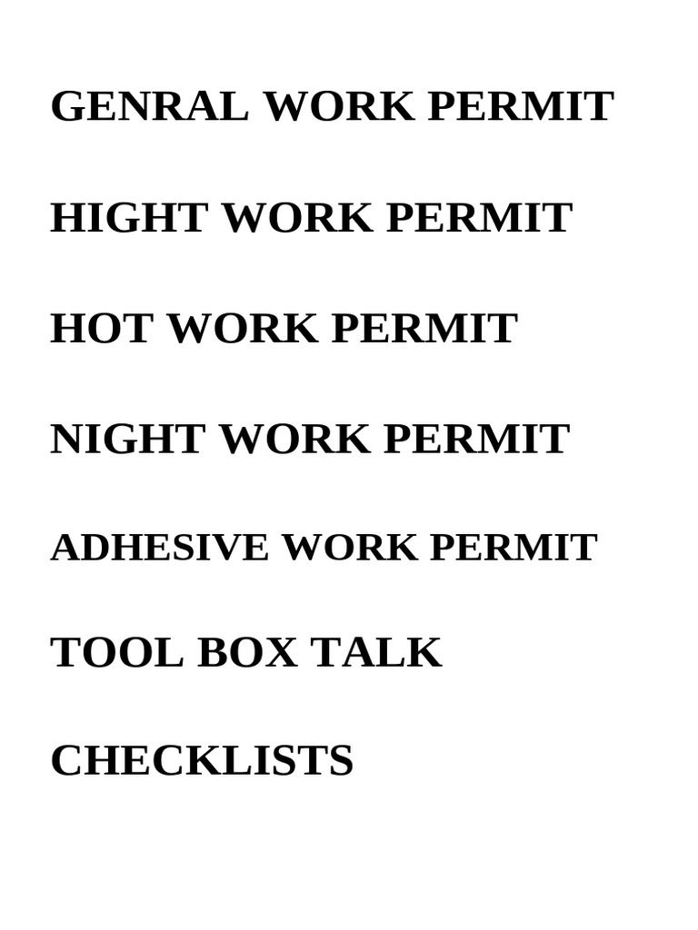 Genral Work Permit | PDF