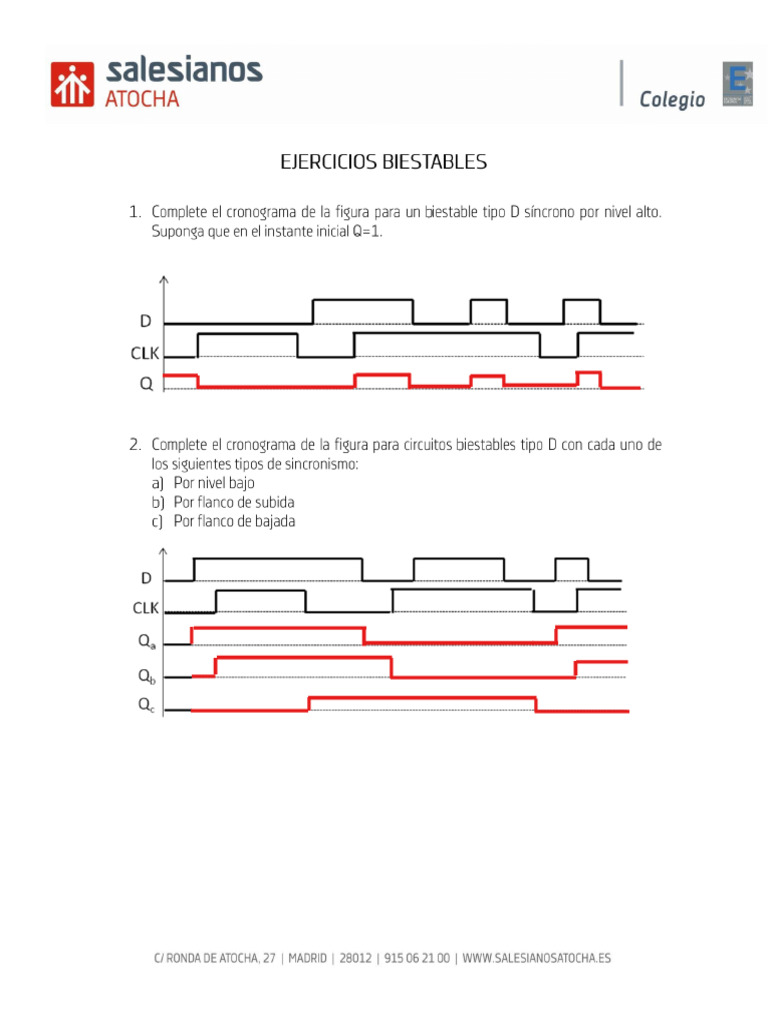 Unidad 3 - Ejercicios Biestables | PDF