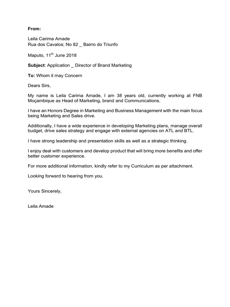 Application Letter - Model PDF | PDF