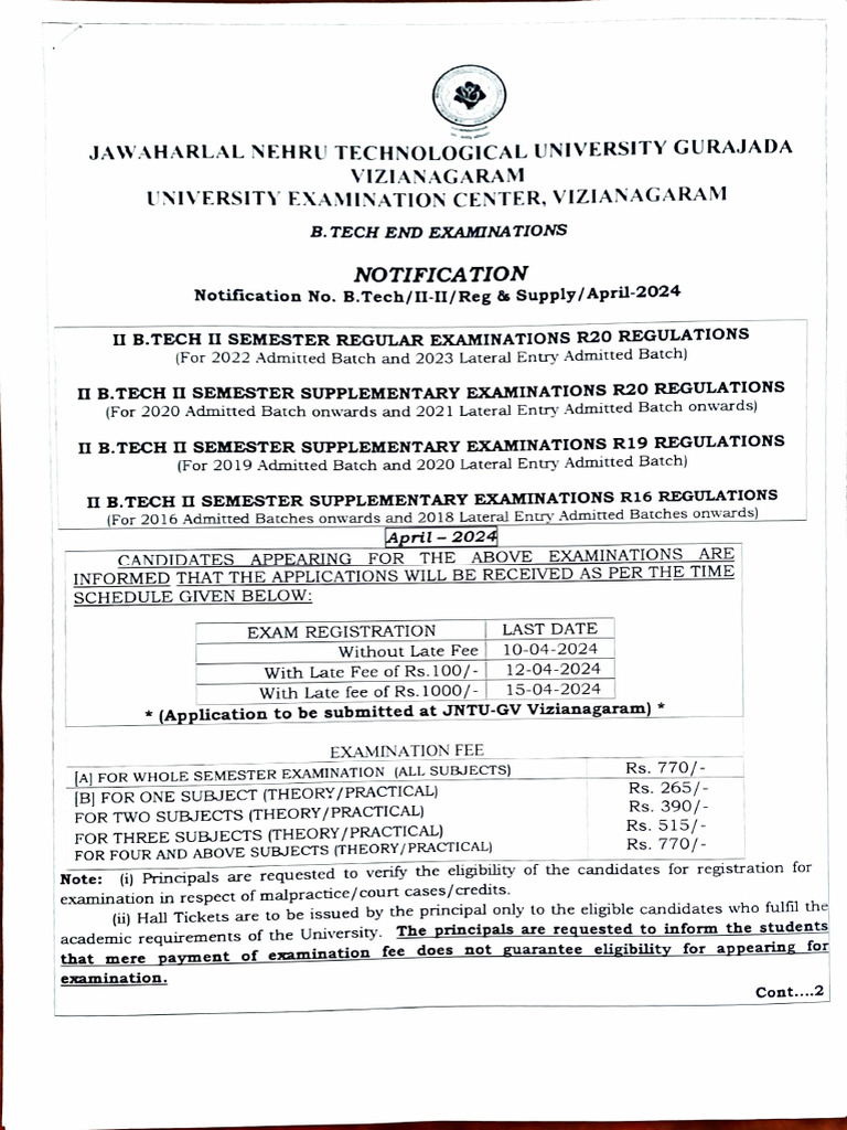 II B. Tech II Sem Reg & Supply Notification, Apr-2024 | PDF ...