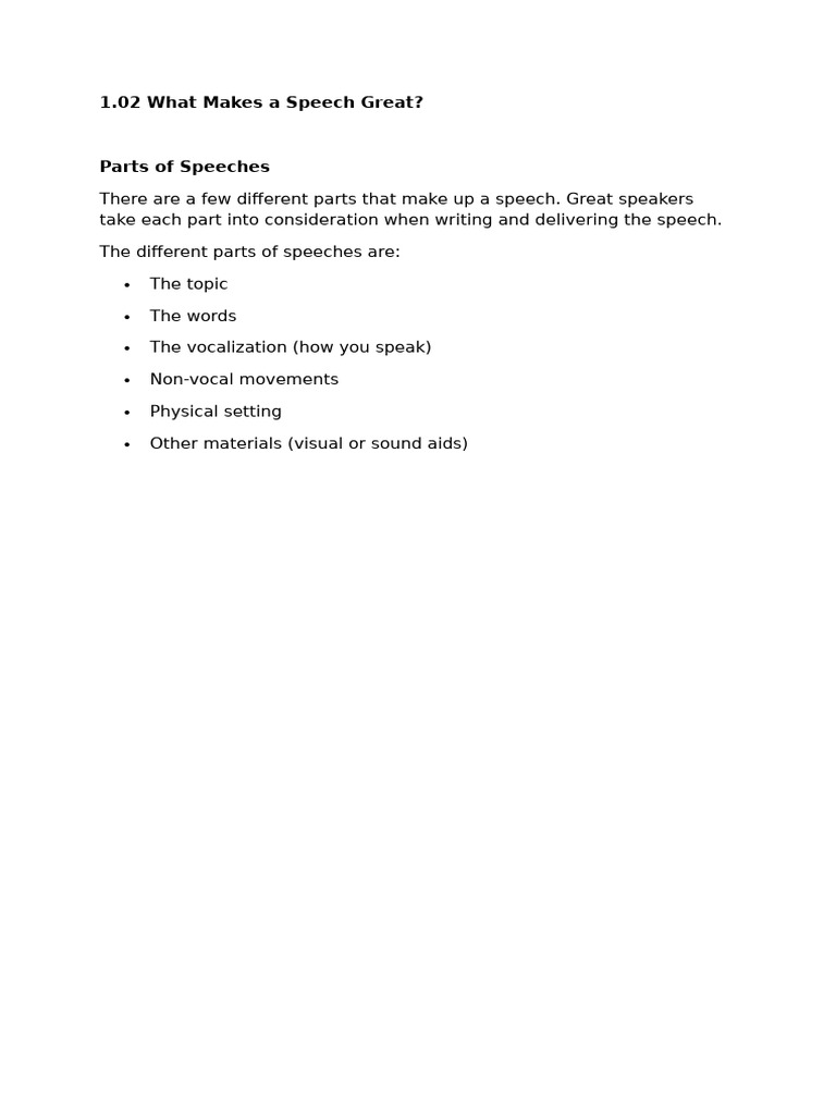1.02 What Makes A Speech Great | PDF