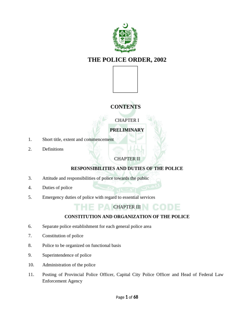 The Police Order, 2002 | PDF | Inspector | Police