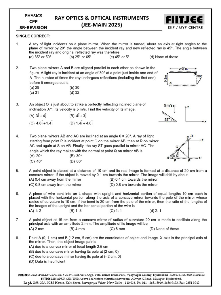 Ray Optics & Optical Instruments | PDF | Mirror | Optics