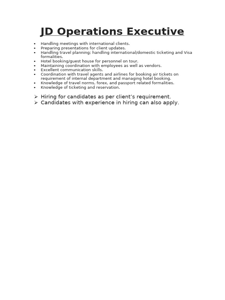 JD Operations Executive | PDF