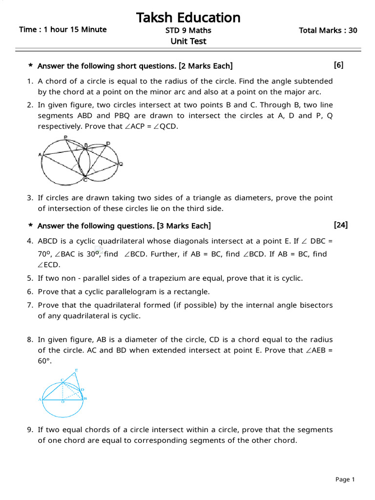 Ncert G-9 Maths CH-9 Circle | PDF | Circle | Geometric Shapes