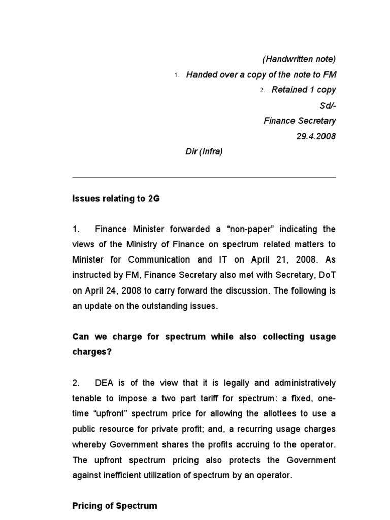 2008-4-29 FS Note To FM | PDF | License | 3 G