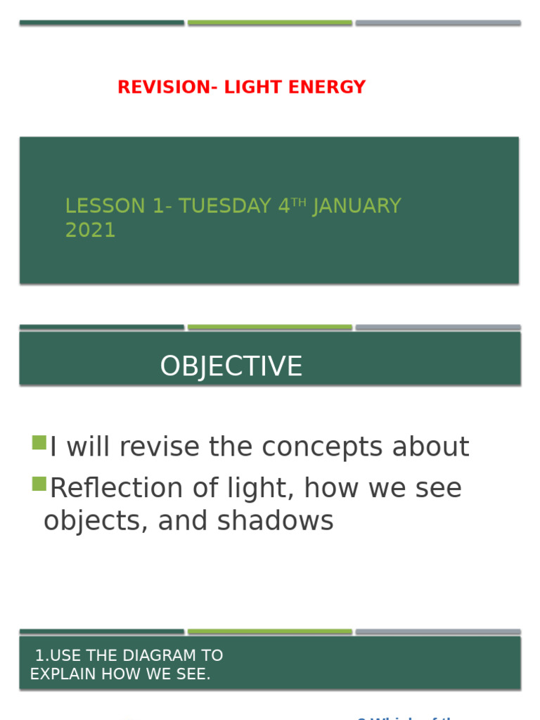Light Energy Revision: Reflection & Shadows | PDF | Shadow | Light