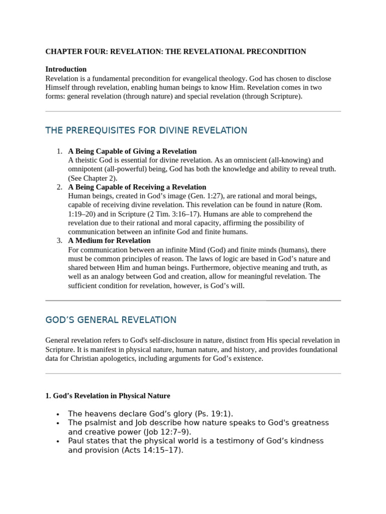 THE REVELATIONAL PRECONDITION | PDF | Revelation | Existence Of God