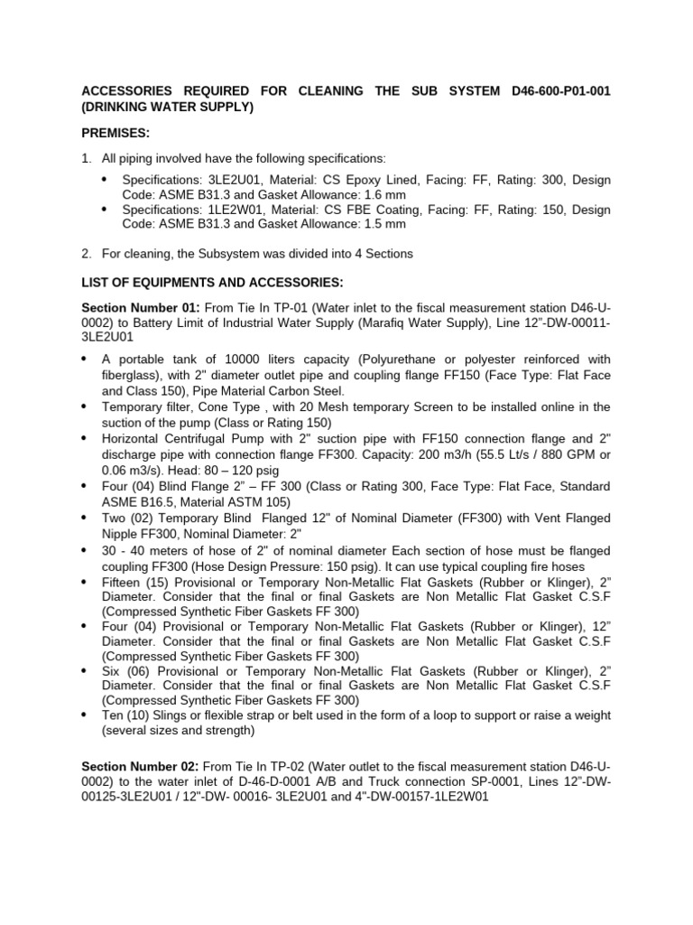 Accessories Required For Cleaning Sub System D46-600-P01-001 (Version 2 ...
