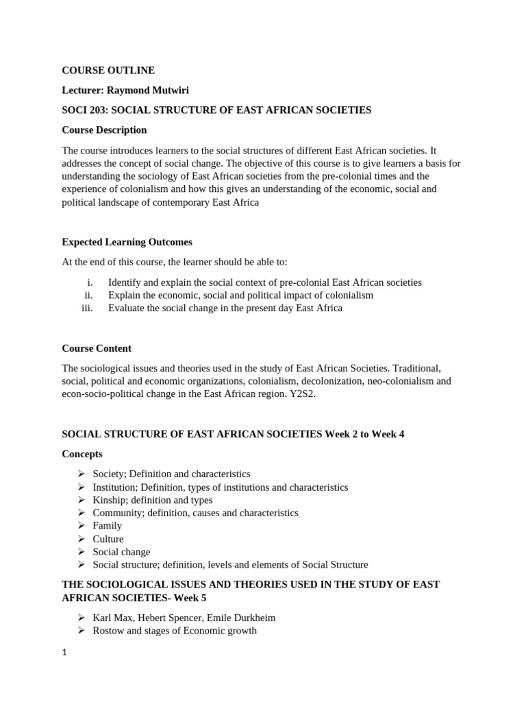 East African Social Structures | PDF | Social Structure | Society