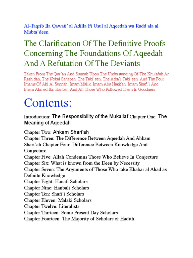 Foundations of Islamic Aqeedah Explained | PDF | Prophets And ...