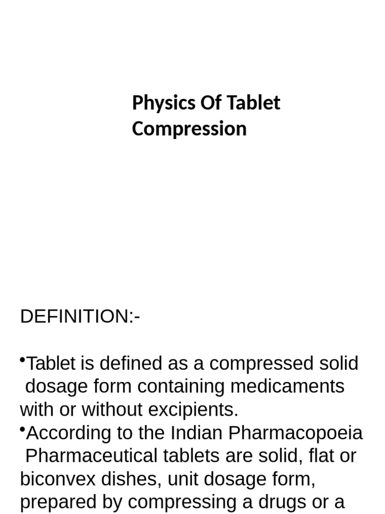 Physics of Tablet Compression | PDF